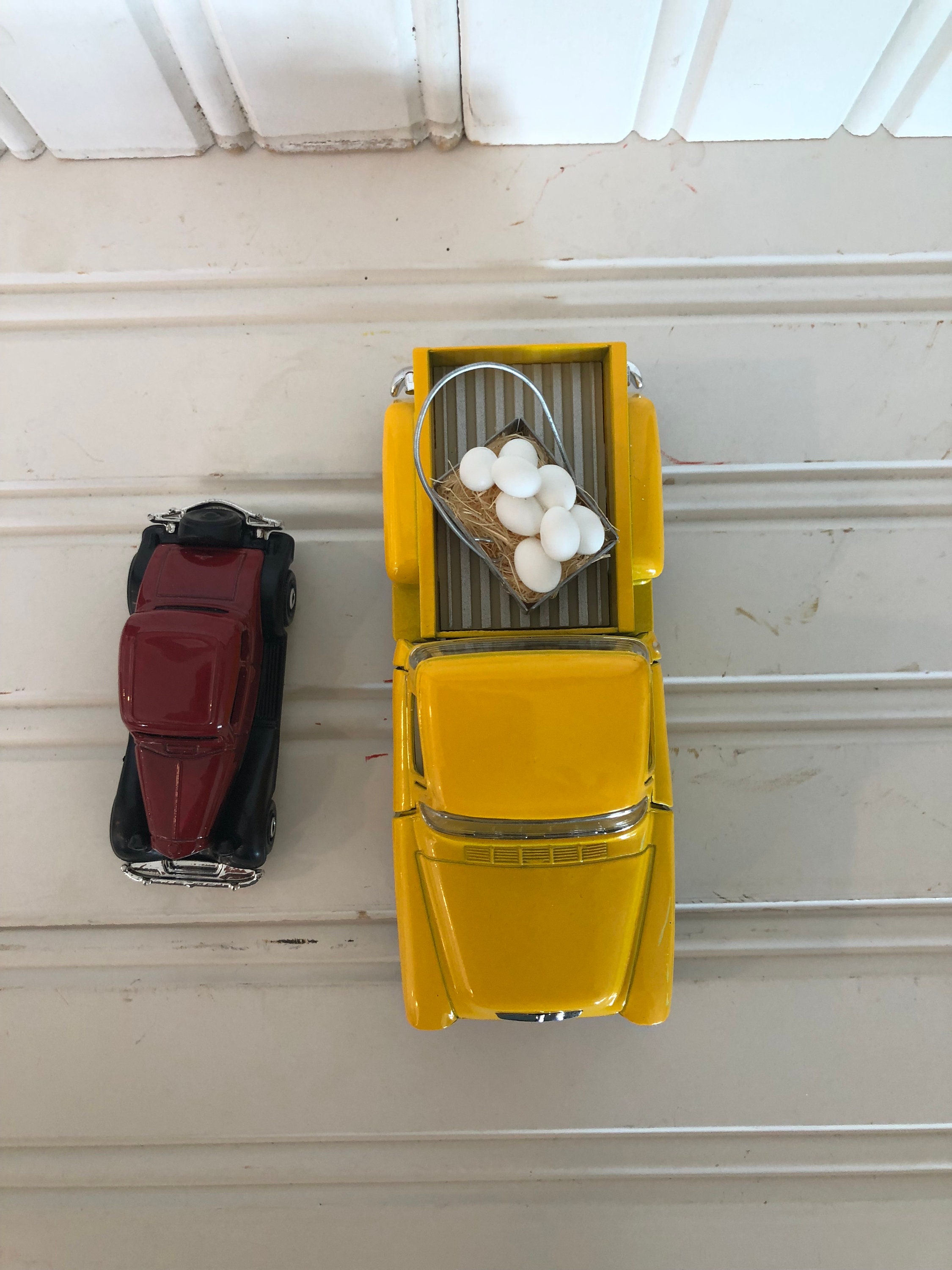 Vintage Yellow 1955 Chevy Pickup Truck With Egg Basket: Farmhouse ...