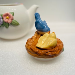 Vintage Teleflora Decorative Teapot Bird Nest Pink Green White - Etsy