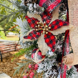 Buffalo Check Winter Wreath, Black and Red Check Rustic Christmas ...