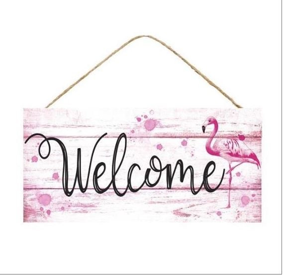 Signs Flamingo Sign Summer Sign Flamingos Wreath Sign | Etsy