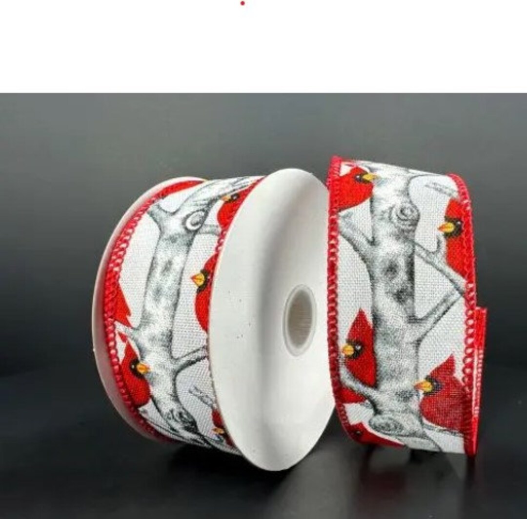 Cardinal Ribbon, Red Bird Ribbon, 1.5 X 10 YD Wired Linen Cardinal on ...