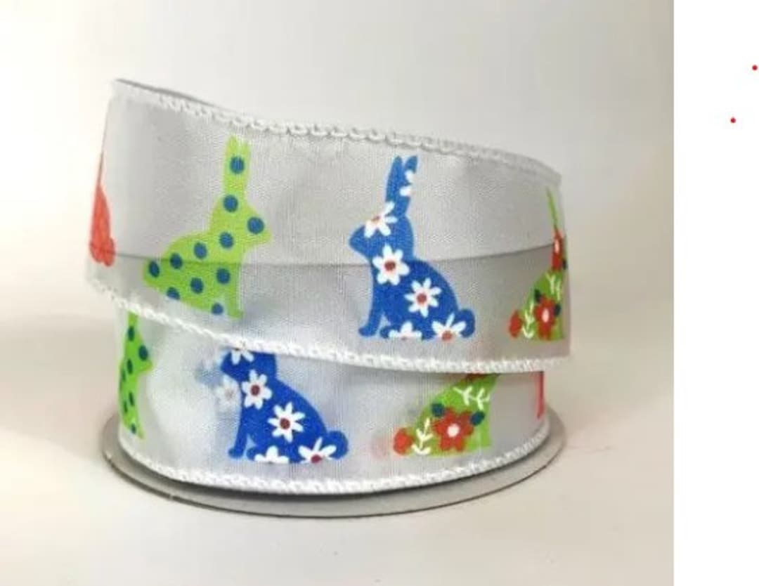 Easter Bunny Ribbon, Multi-color Bunnies Wired Ribbon 1.5" X 10yd - Etsy