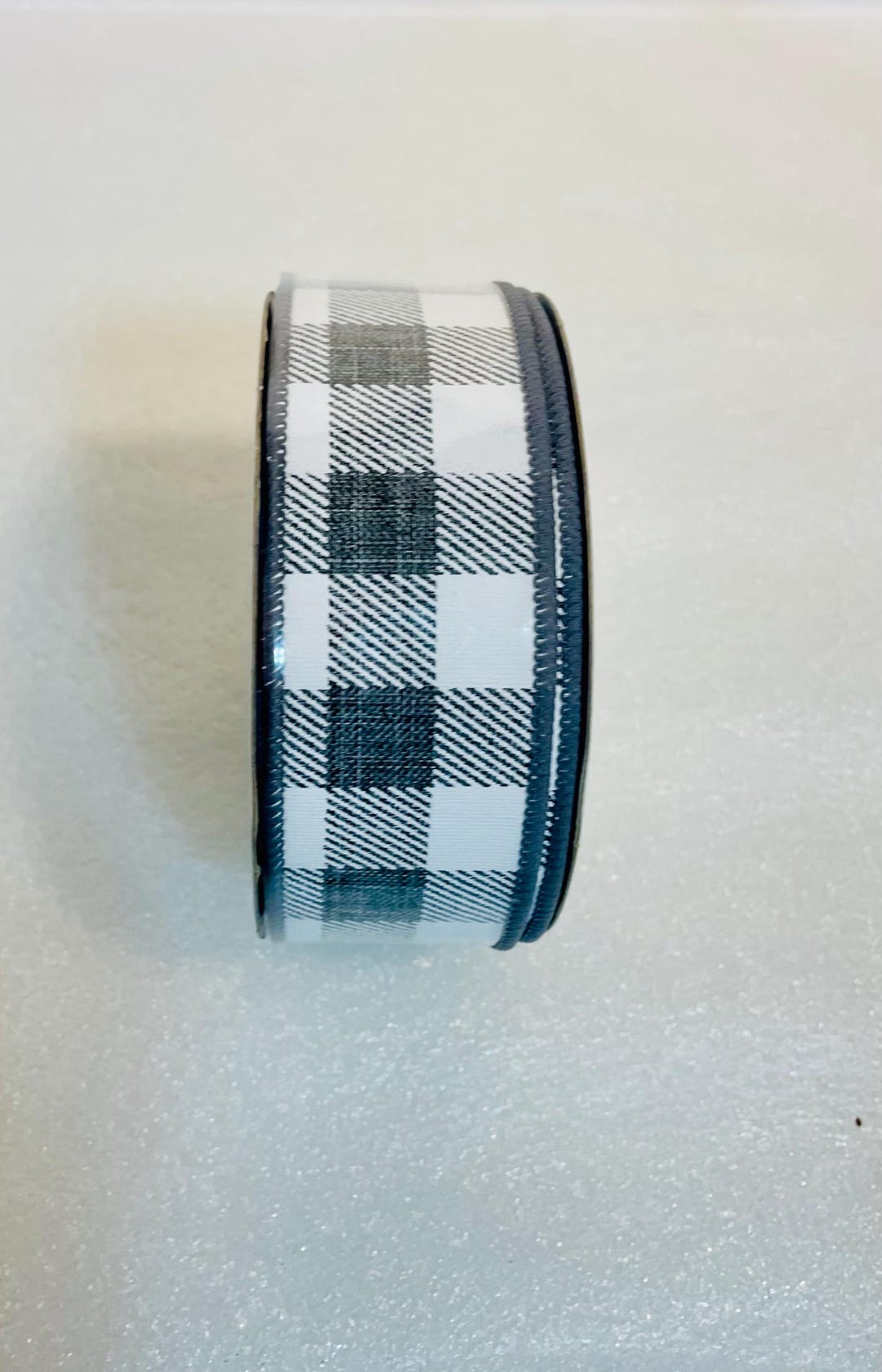 Grey and White Striped Check Wired Ribbon, 1.5" X 10 Yards Grey and ...