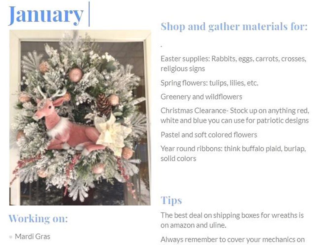Wreath Making Calendar: Crafting Schedule & Supplies Guide (digital ...
