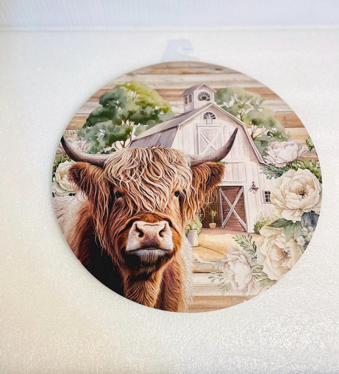 Highland Cow Barn Sign: 12" Round MDF Decor - Etsy