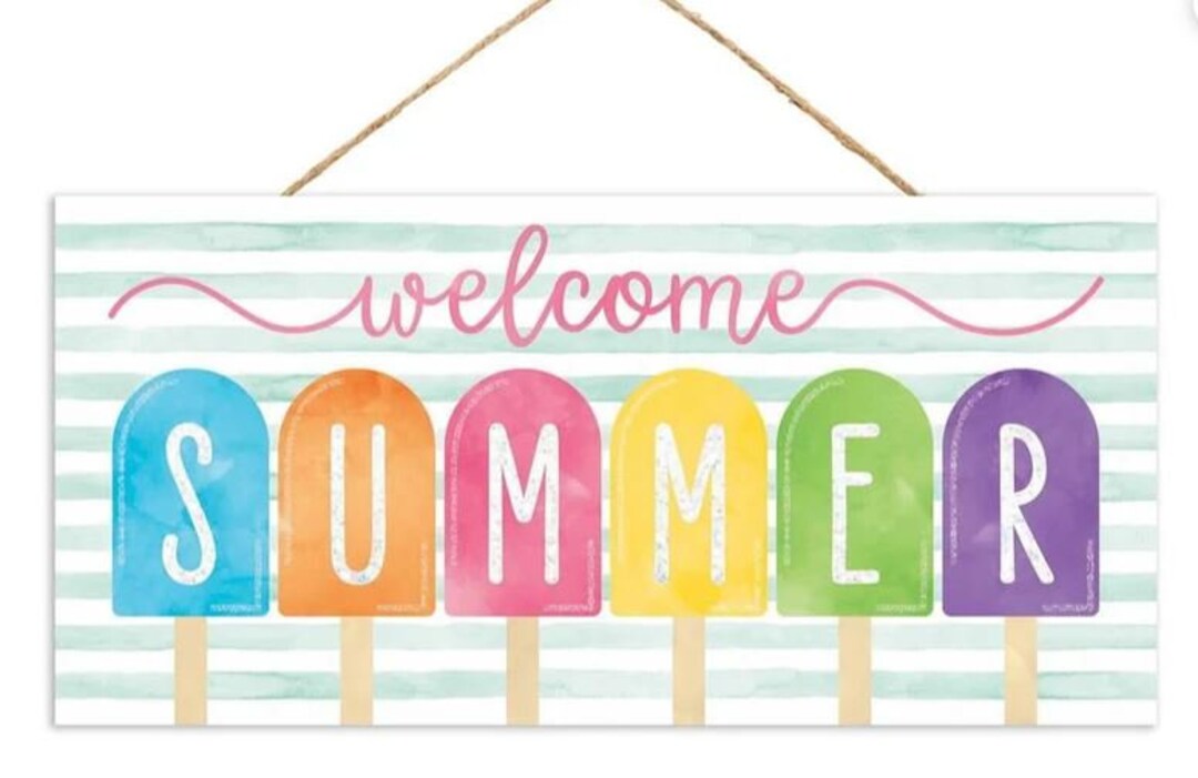 Welcome Summer Popsicle Sign: Glitter Summer Wreath Attachment - Etsy