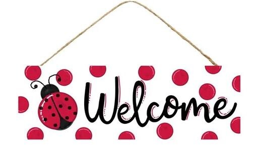 Welcome/ladybug Sign Ladybug Sign Spring/summer Sign Wreath - Etsy