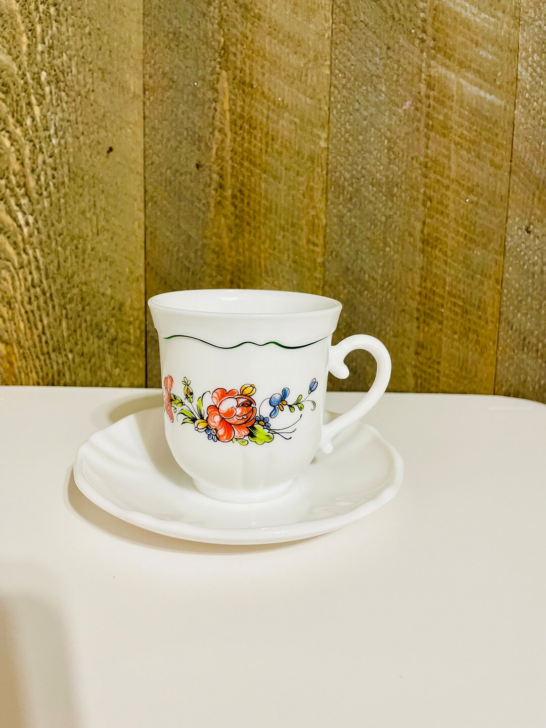 Footed Cup & Saucer Set Provincial by ARCOPAL, Arcopal of France Milk ...
