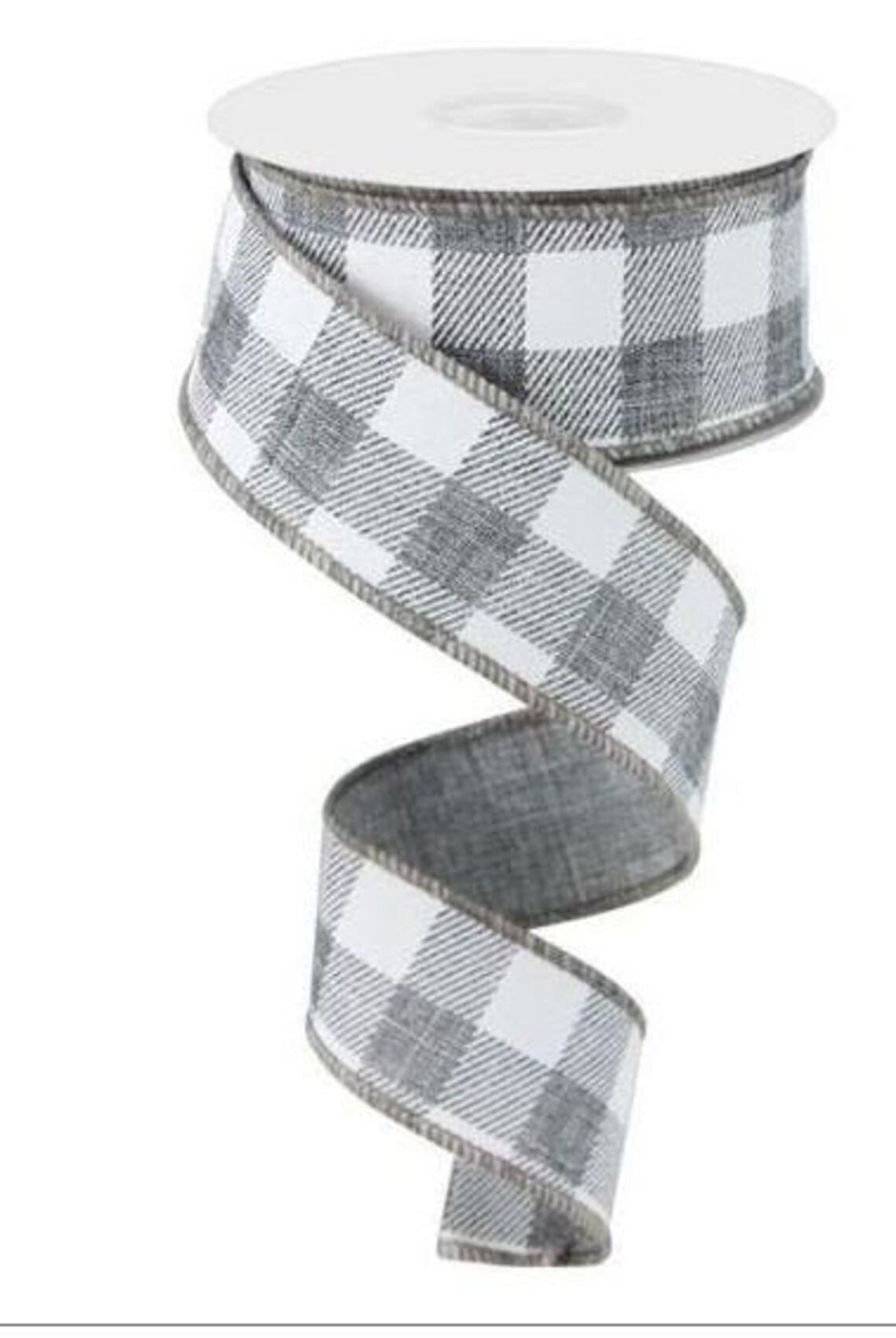 Grey and White Striped Check Wired Ribbon 1.5 X 10 - Etsy