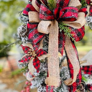 Buffalo Check Winter Wreath, Black and Red Check Rustic Christmas ...