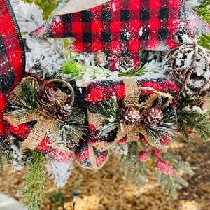 Buffalo Check Winter Wreath, Black and Red Check Rustic Christmas ...