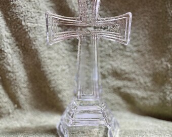 Glass Cross Blue With Shining Glass Droplets, Glaskreuz 9,5 Inch / 24 ...