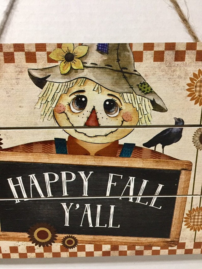 Sign Fall Sign Scarecrow Sign Autumn Sign Happy Fall - Etsy