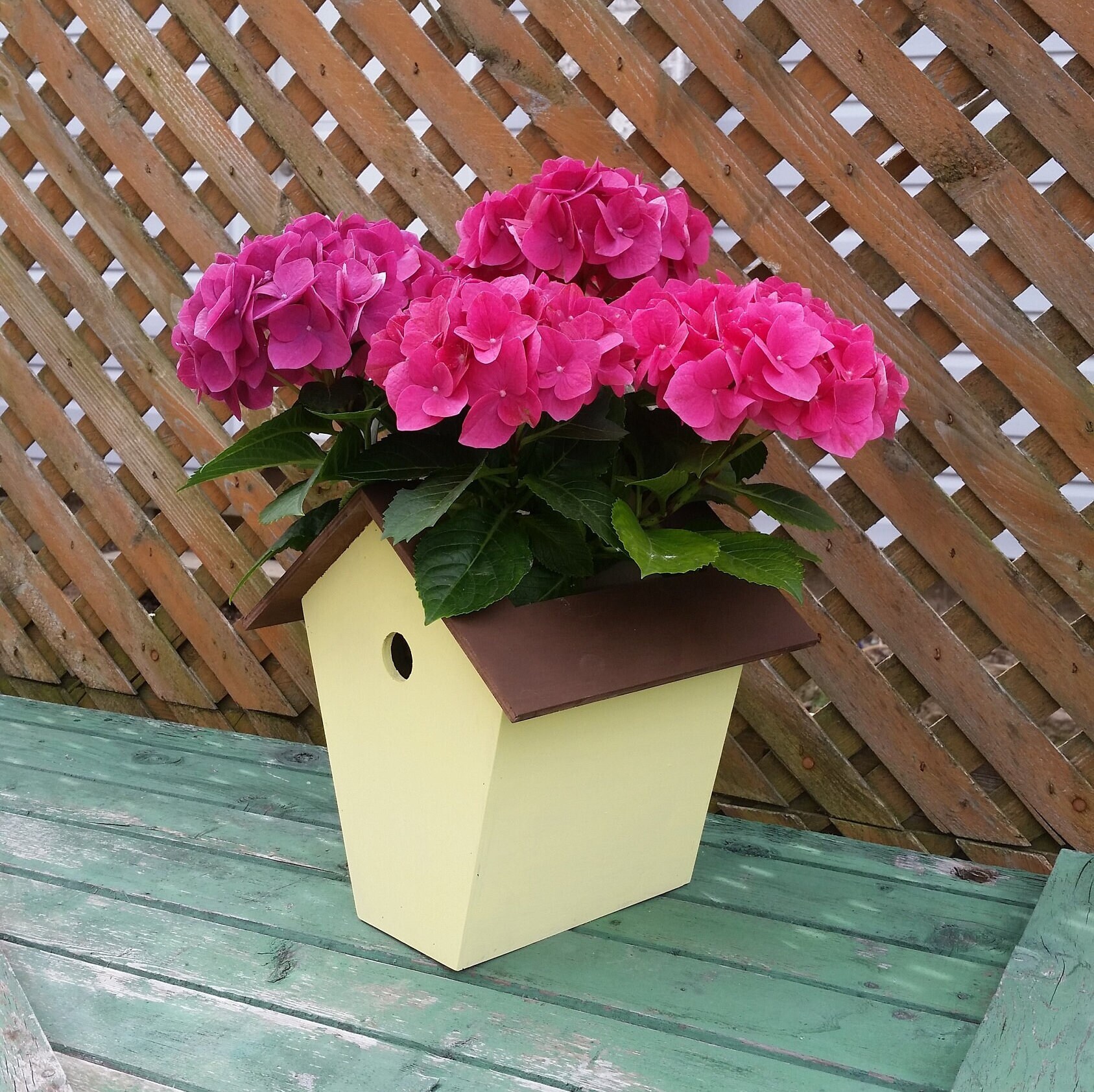 Handcrafted Yellow Birdhouse Planter, Cottage Table Decoration - Etsy