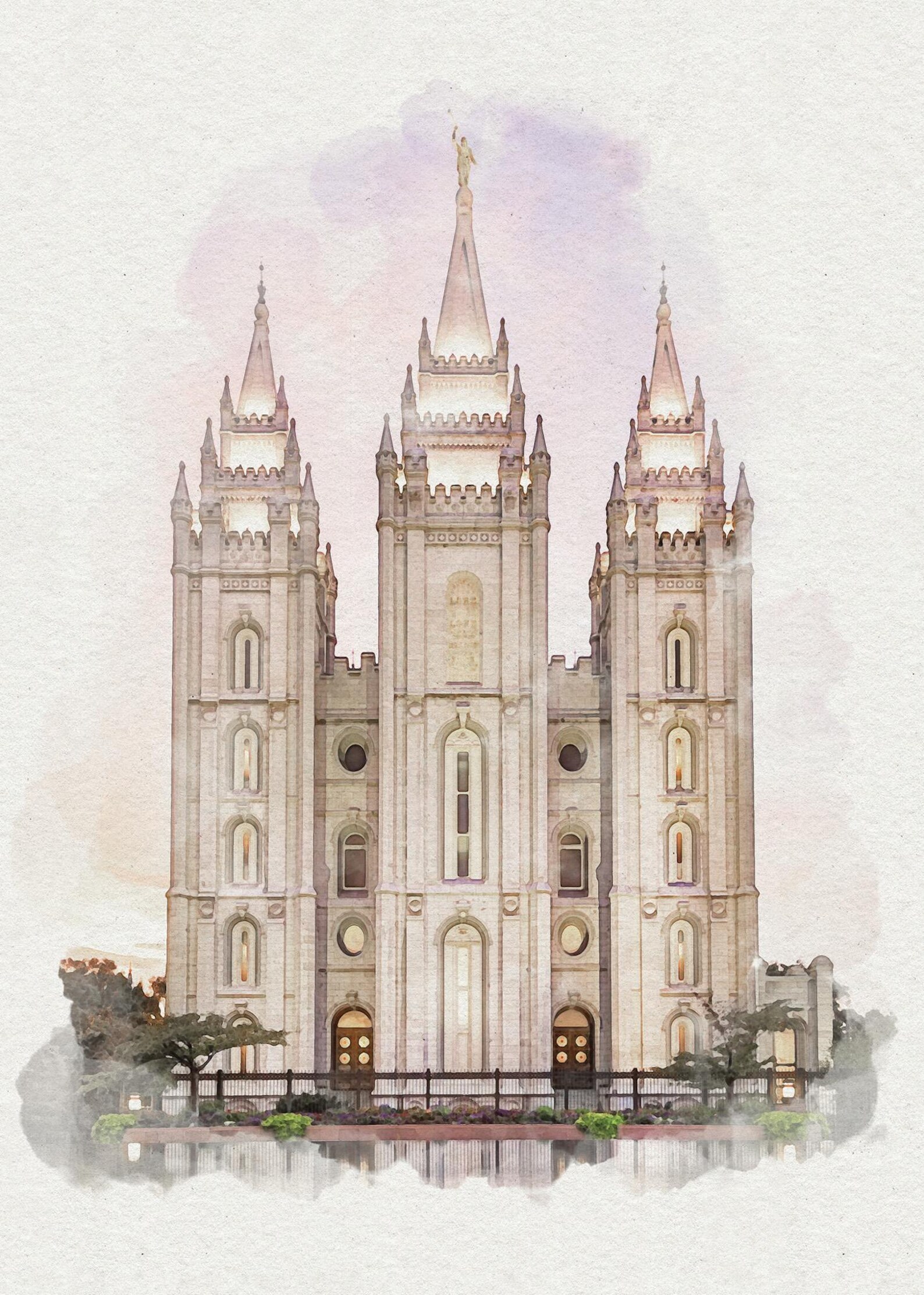 Salt Lake City Temple Watercolor Print, LDS Print, Mormon Temple Art ...