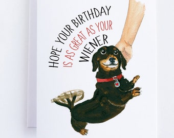 Birthday Card Wiener Dog - Etsy
