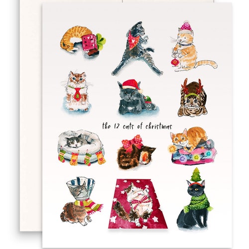 Funny Cat Christmas Cards 12 Days of Christmas for Cat - Etsy
