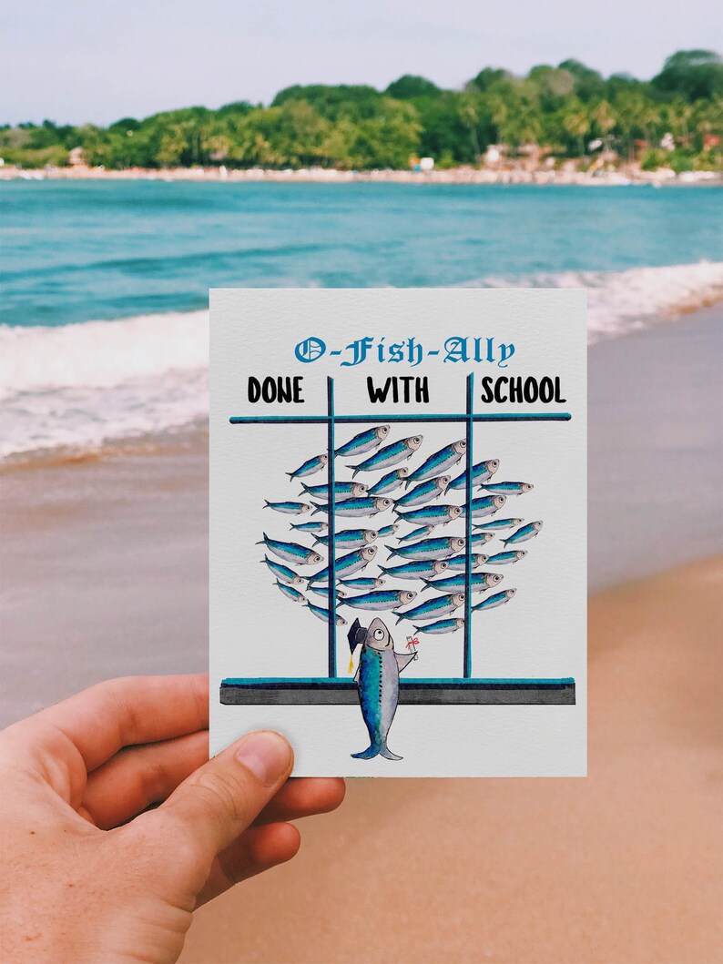Fish Funny Graduation Card 2025 - Done With School Graduation Cards for ...