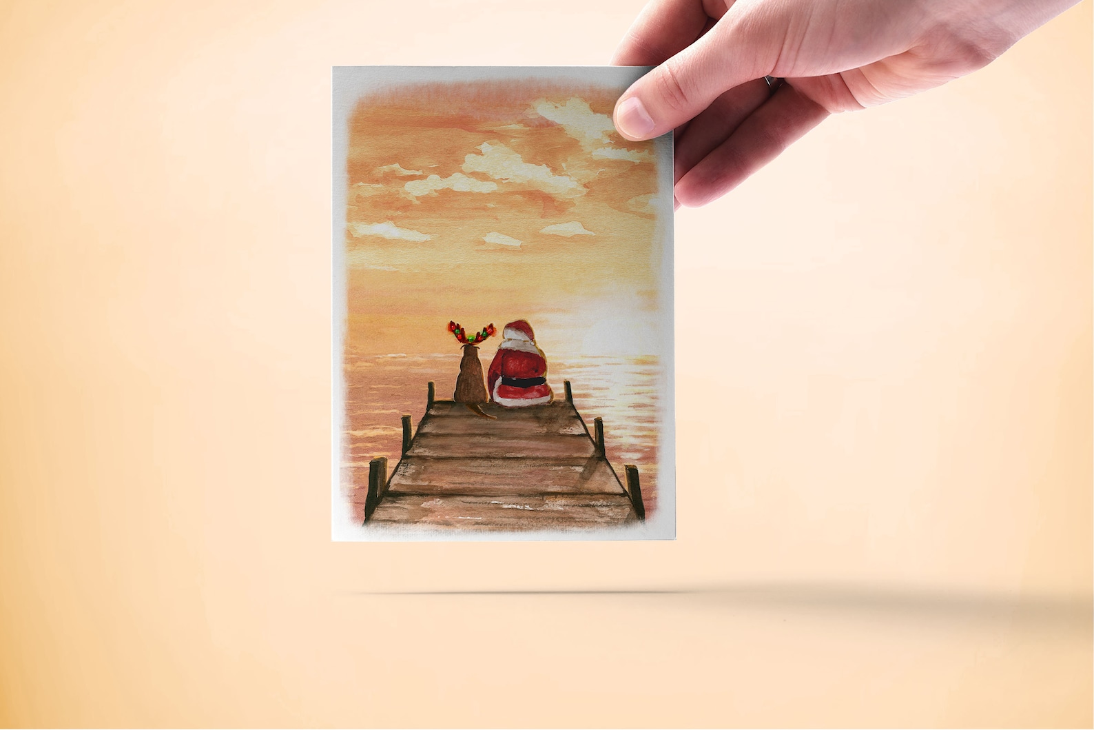 Sunset Christmas Card Set - Santa's Dog Boat Dock Gift for Her ...