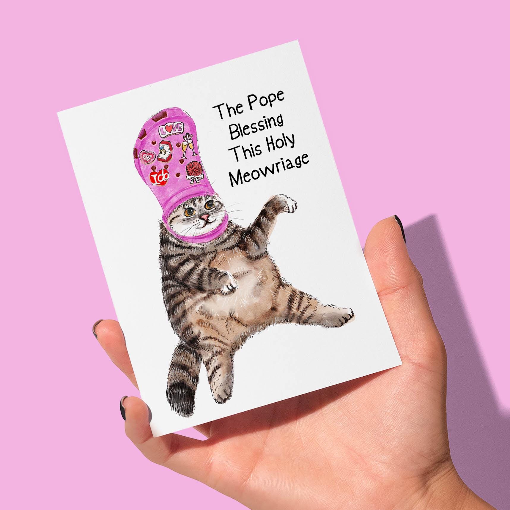 Pope Cat Meme Funny Birthday Card - Crocs Charms Birthday Blessing ...