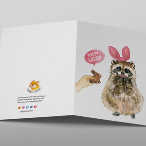 Raccoon Funny Easter Card Set Chocolate Bunny Gift - Etsy