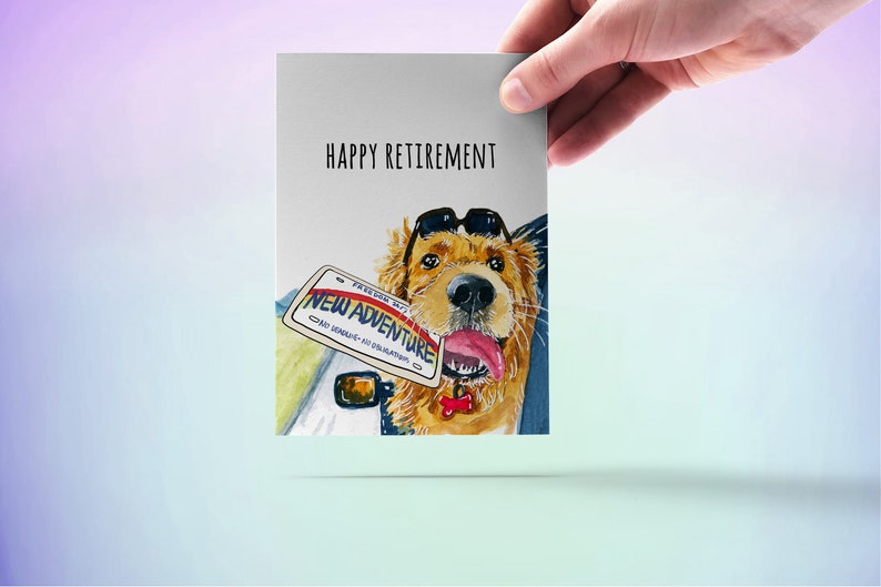 Golden Retriever Retirement Cards for Men - Road Trip Adventure Begins ...