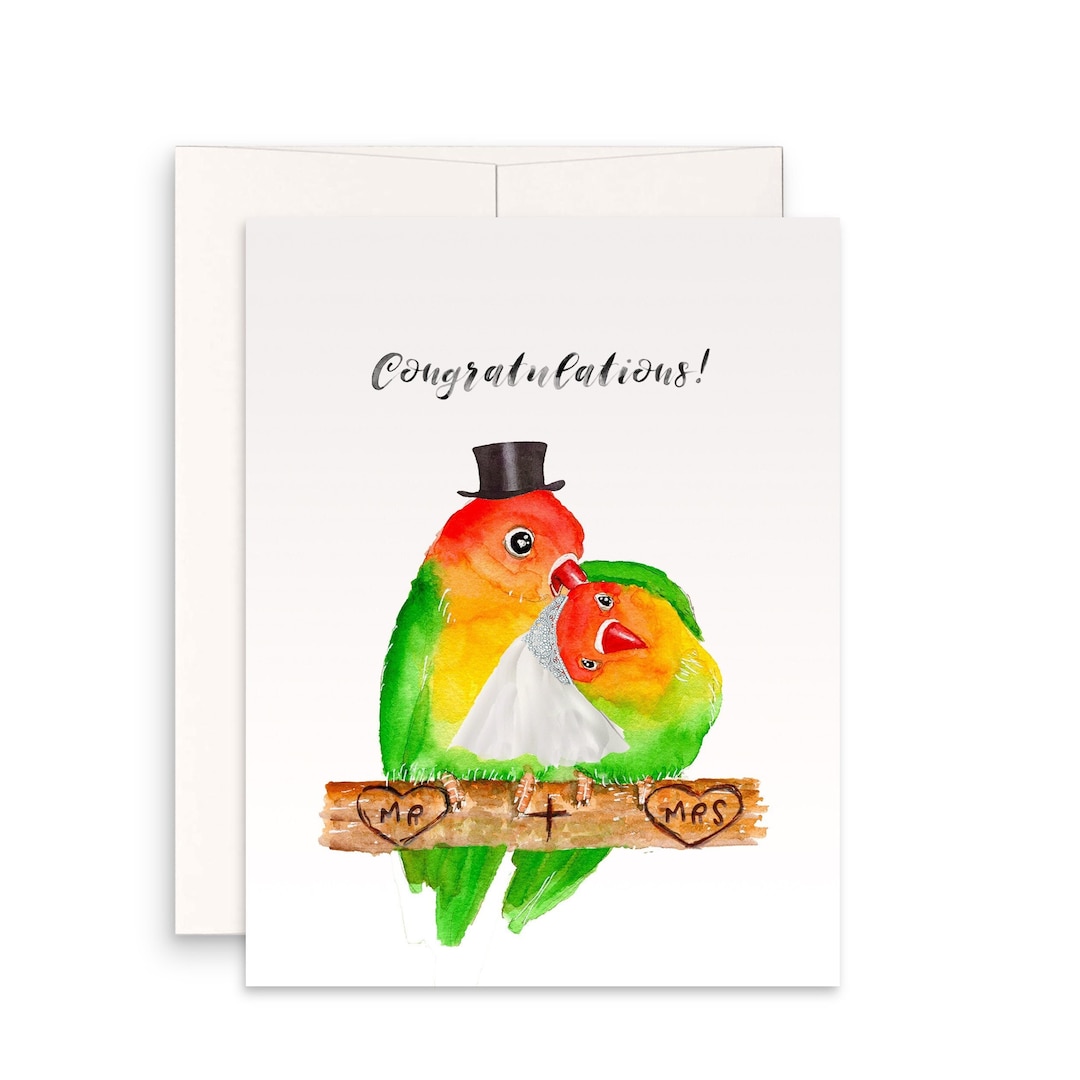 Lovebird Couple Bird Wedding Card Funny - Wedding Congratulations Cards ...