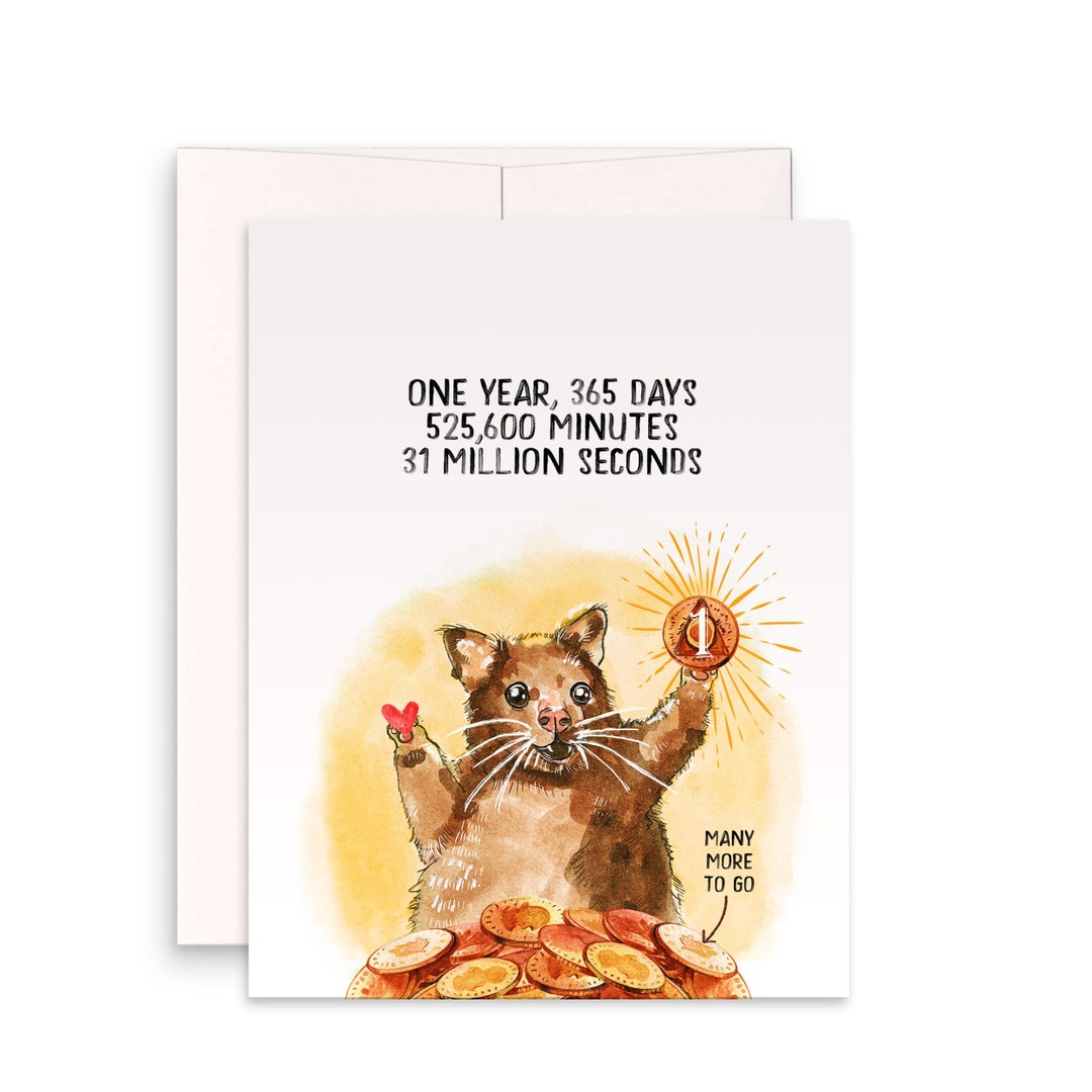 One Year Sober Card - 1 Year Sobriety Card for Friend - Positive Possum ...