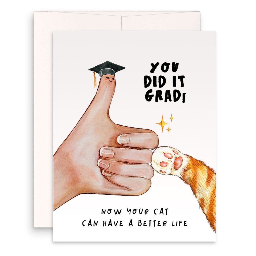 Thumb up Cat Funny Graduation Card for Class of 2025 - Orange Cat ...