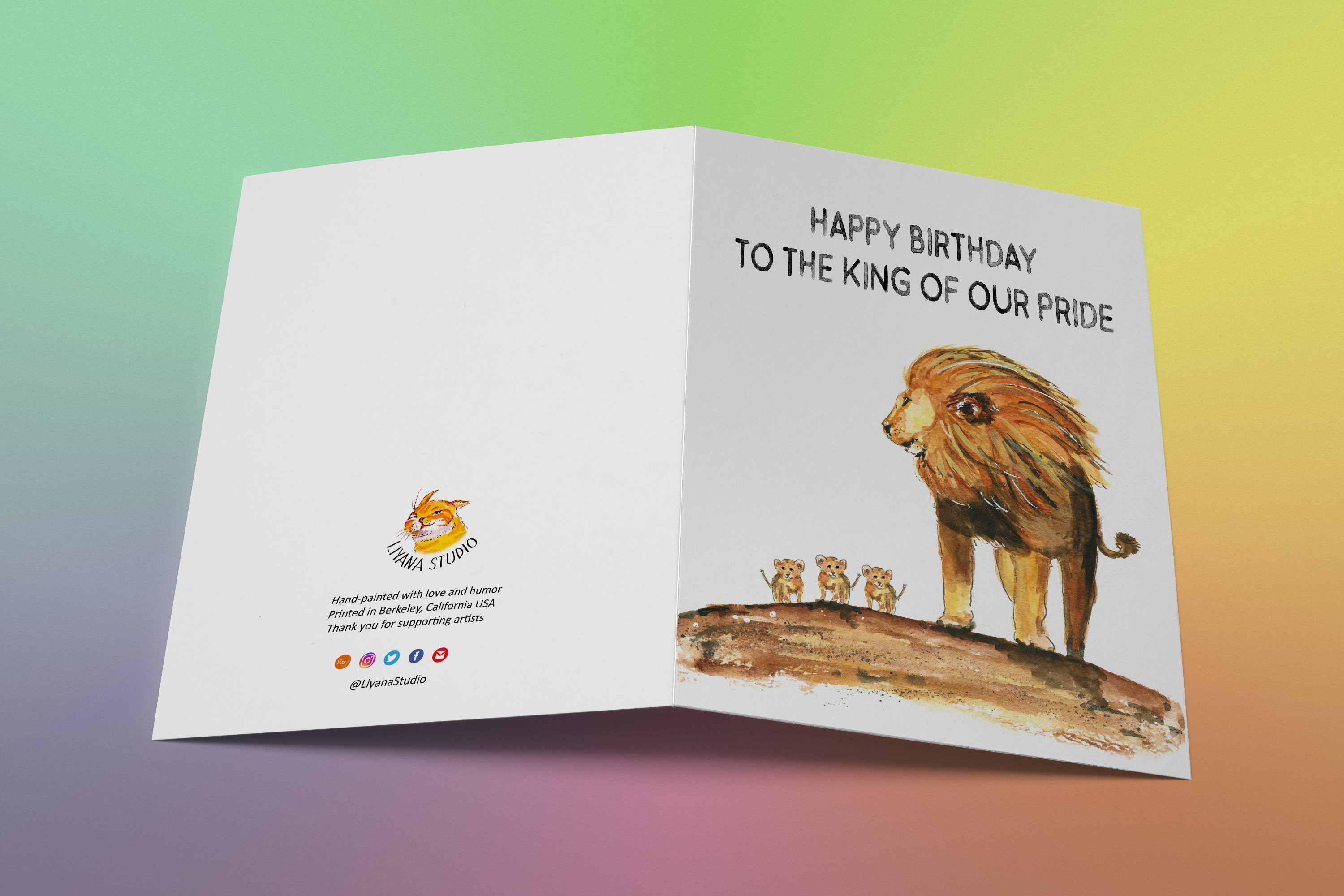 Lion Dad and Baby Cub Fathers Day Card From Kid - to the King of Our ...