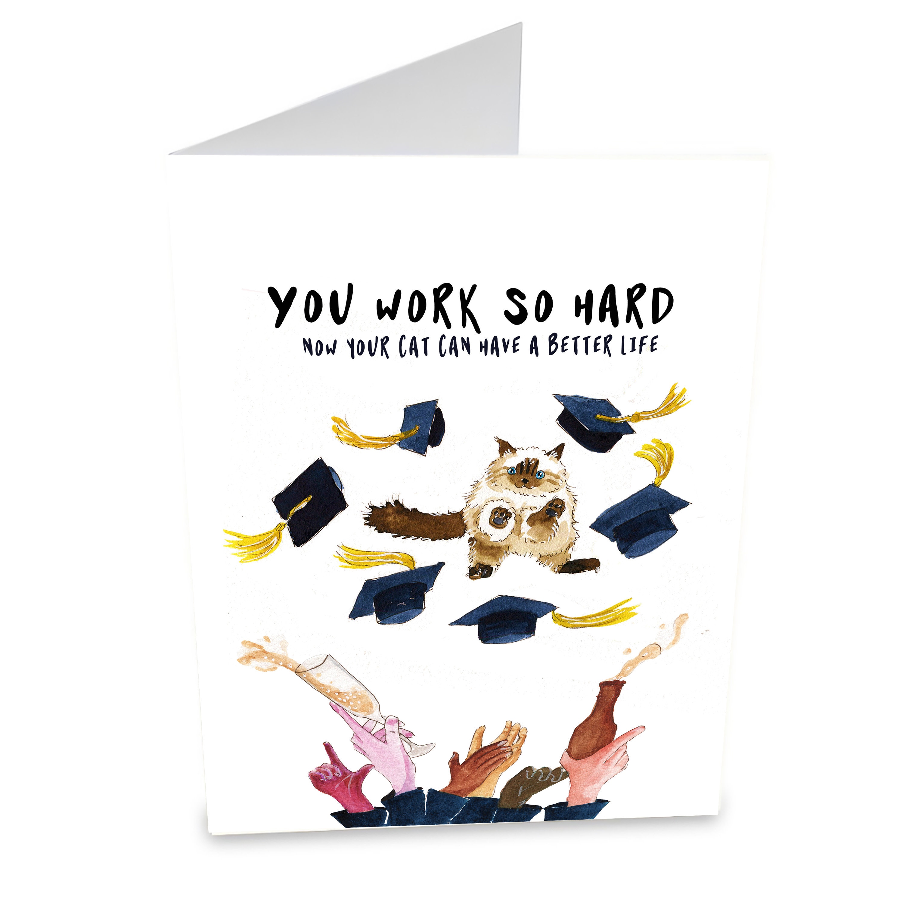 Cat Graduation Card Funny - College Grad Congratulations Card for Cat ...