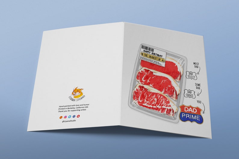 Dad Birthday Card Funny - USDA Prime Beef Steak - Etsy