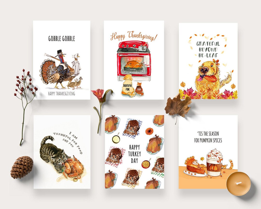 Funny Thanksgiving Cards Pack - Fall Holiday Greeting Cards Set for ...
