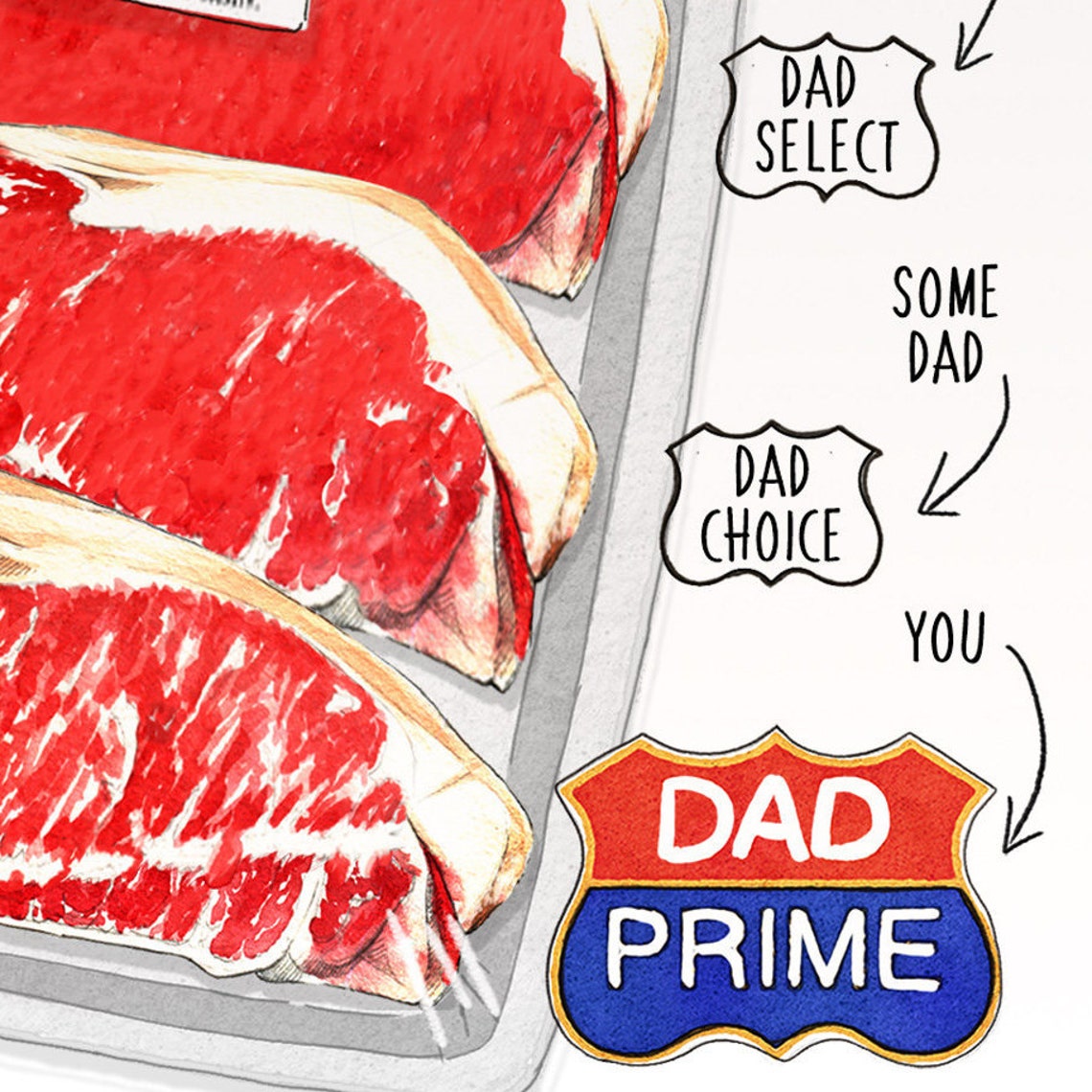 Prime Steak Fathers Day Card Funny Barbecue Meat Lover Grill | Etsy