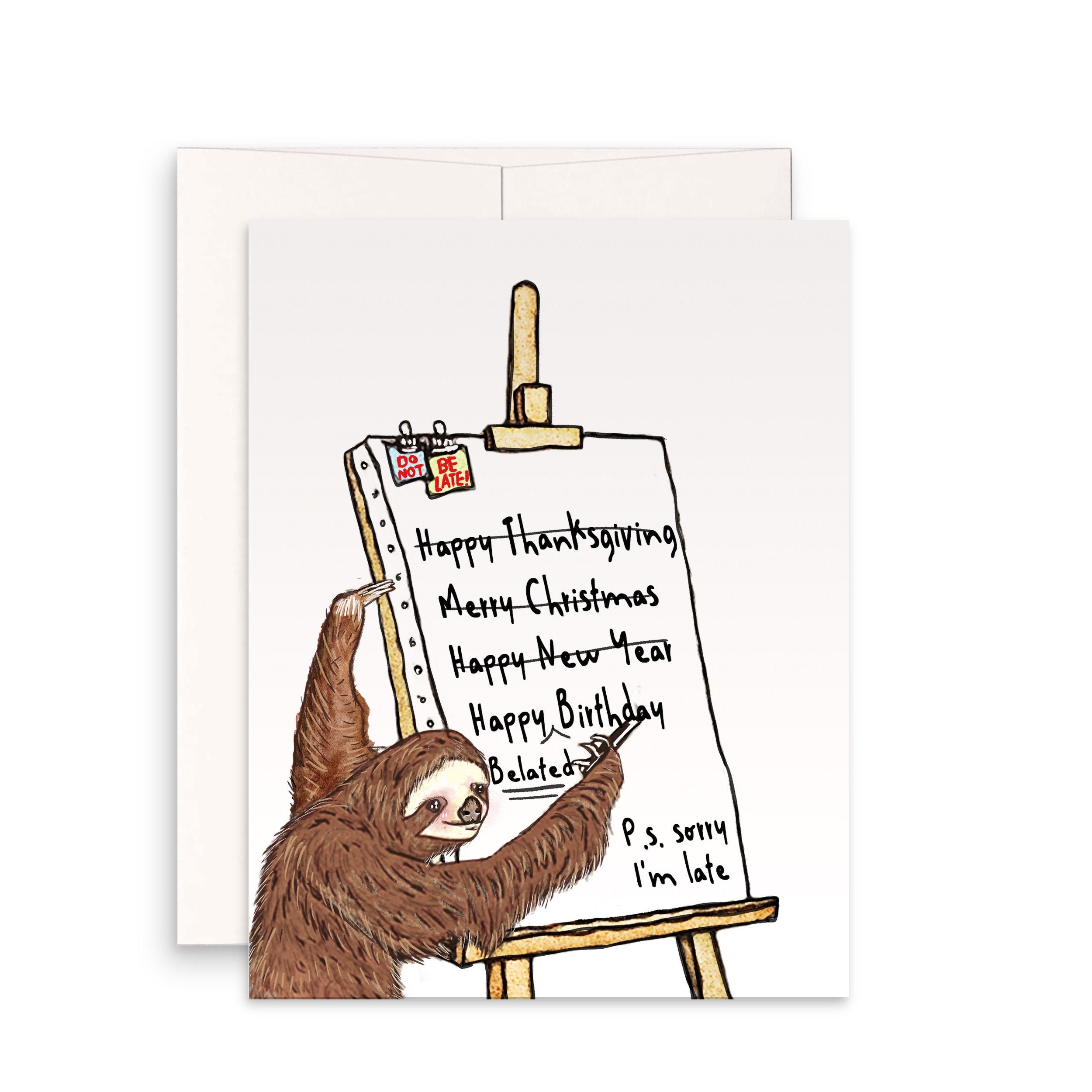 Sloth Late Birthday Card Funny Sorry I Am Late Happy - Etsy