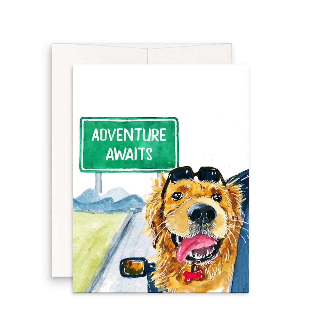 Golden Retriever Retirement Cards for Men - Road Trip Adventure Begins ...
