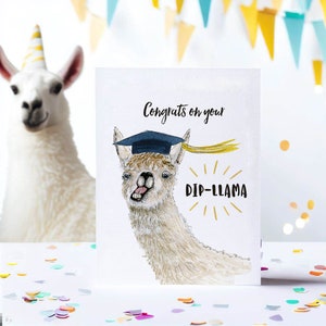 Diploma Llama High School Graduation Cards Funny - College Graduation ...