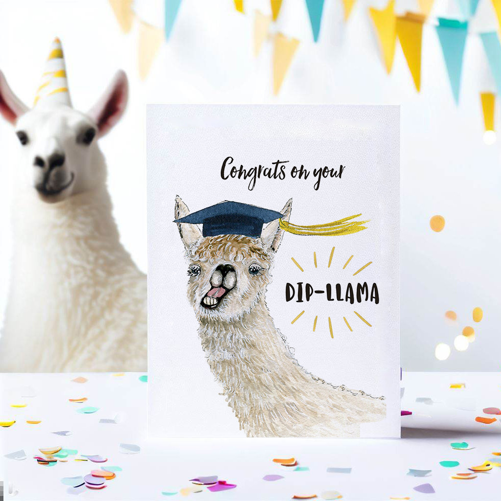 Diploma Llama High School Graduation Cards Funny - College Graduation ...