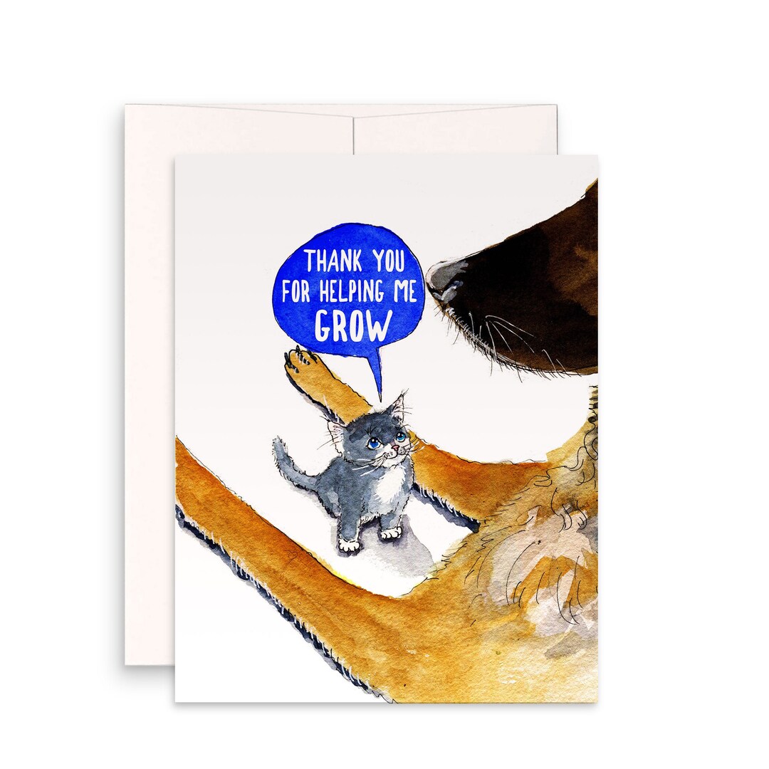 Dog and Cat Thank You Carda for Boss - Thank You for Helping Me Grow ...