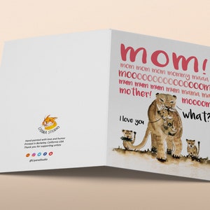 Lion Funny Mothers Day Card From Daughter - Lions Mom and Baby Birthday ...