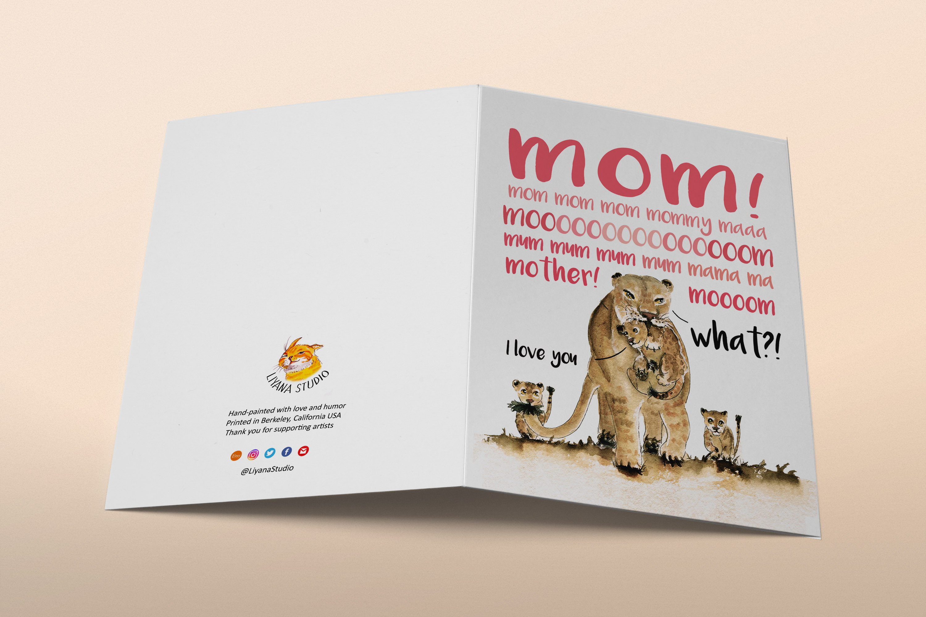 Lion Funny Mothers Day Card From Daughter - Lions Mom and Baby Birthday ...