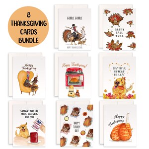 Funny Thanksgiving Cards Pack - Fall Holiday Greeting Cards Set for ...