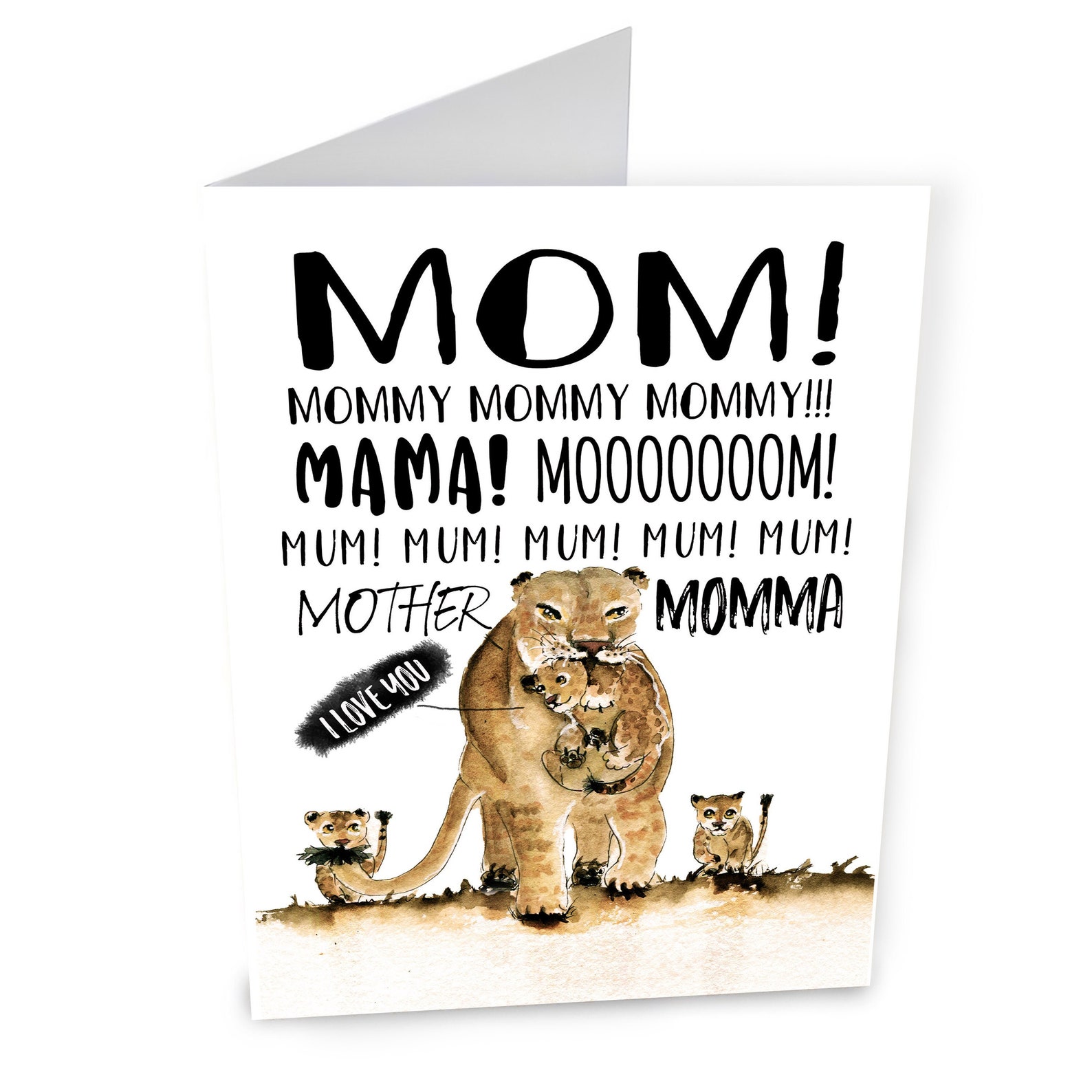 Funny Lion Mom Card I Love You Mum Funny Mom Card From Baby | Etsy