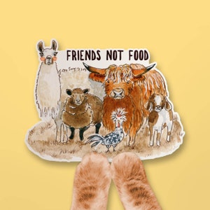 Vegan Sticker - Friends Not Food Animal Rights - Vegan Gifts Herbivore ...