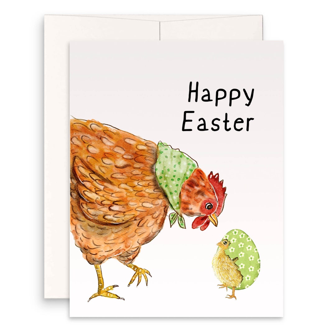 Spring Chicken Easter Eggs Card - Funny Easter Cards for Kids - Liyana ...