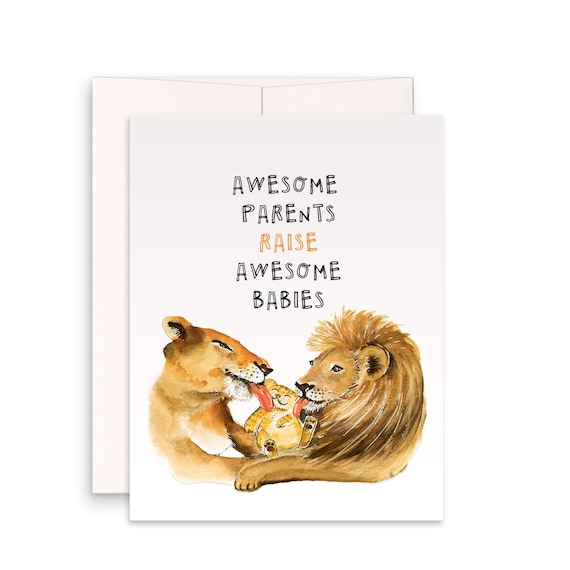 Lion Baby Shower Card Funny Baby Congratulations Card for - Etsy