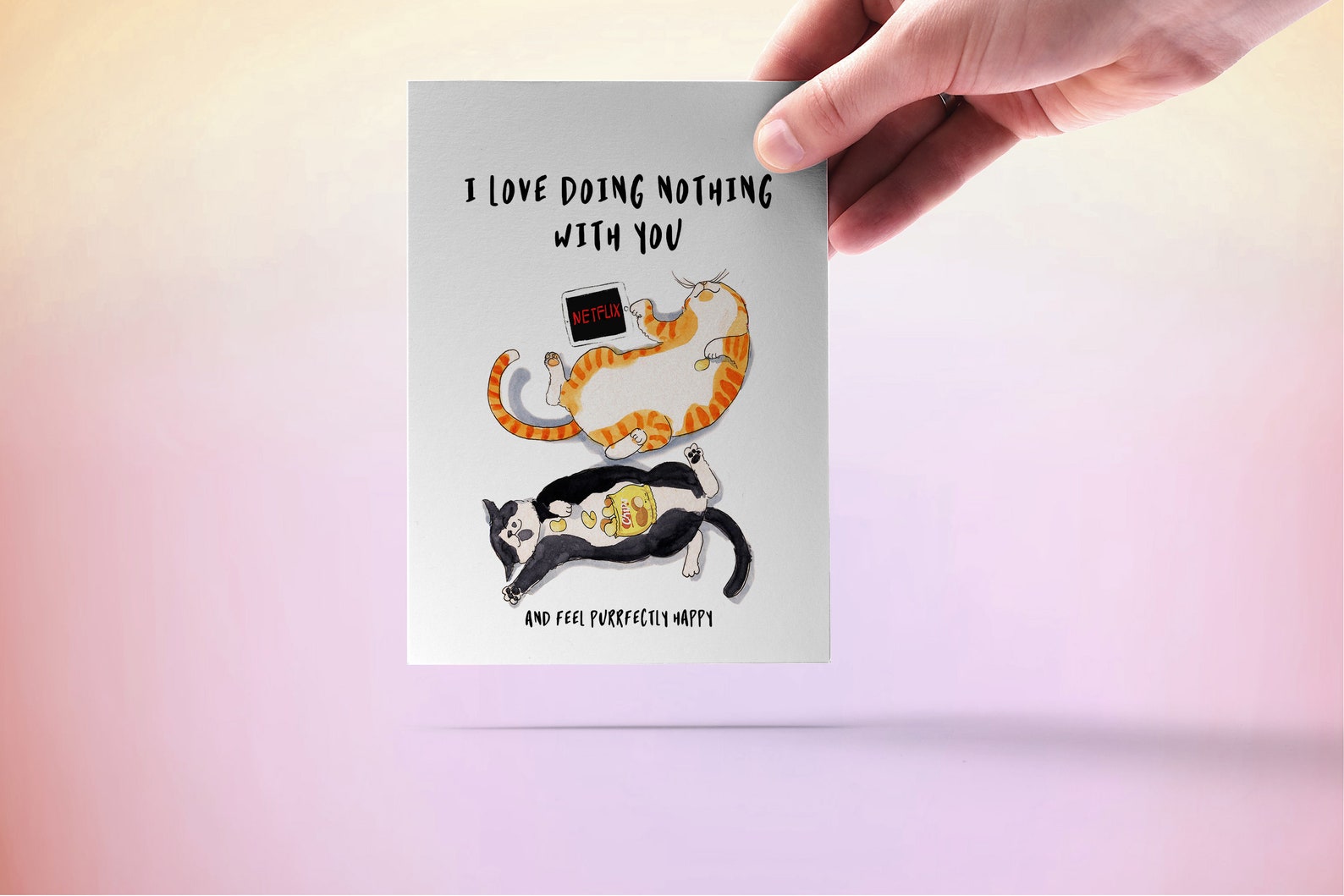 Netflix and Chill Cat Valentines Card for Boyfriend - I Love Doing ...