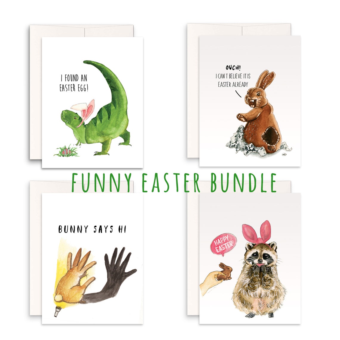 Happy Easter Card Set - Easter Bunny Egg Basket Gifts- Spring Greeting ...