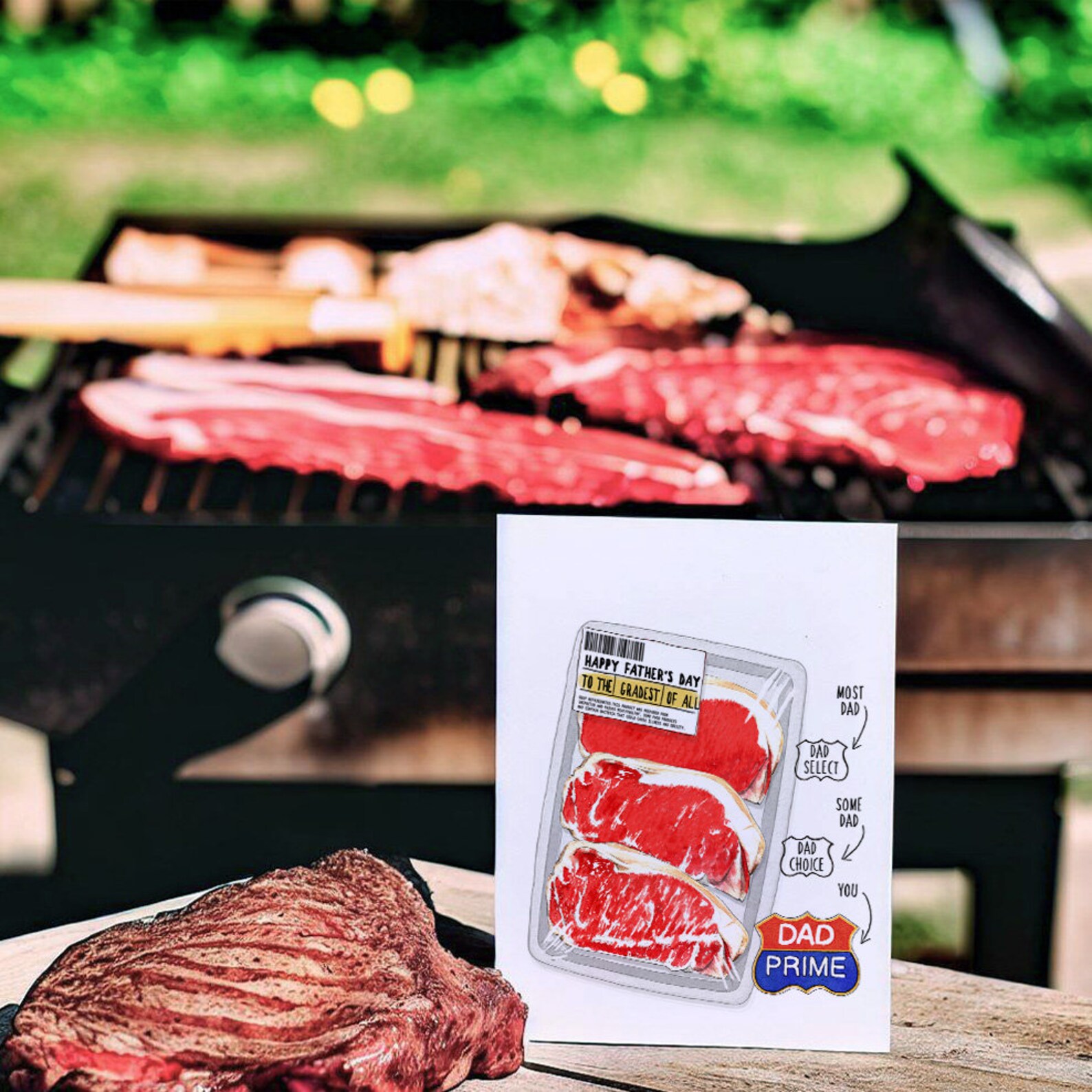 Prime Steak Fathers Day Card Funny Barbecue Meat Lover Grill - Etsy