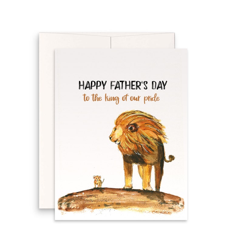 Lion Dad and Baby Cub Fathers Day Card From Kid - to the King of Our ...